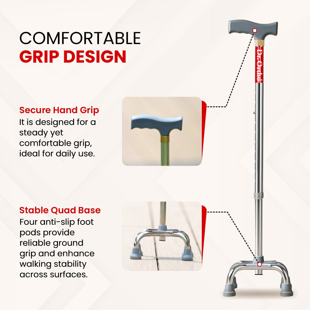 Quadripod Adjustable Walking Stick – Four‑Point Stability Cane – Divisa ...