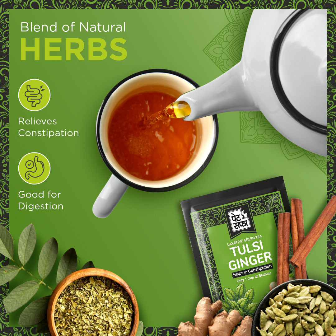 Tulsi Ginger Green Tea – Constipation Relief & Wellness – Divisa Store